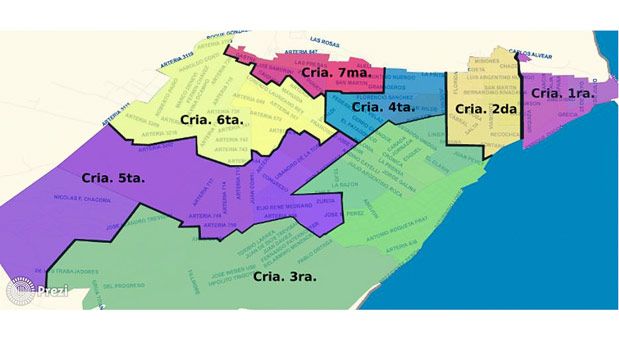 El mapa de cuadrículas en Comodoro Rivadavia